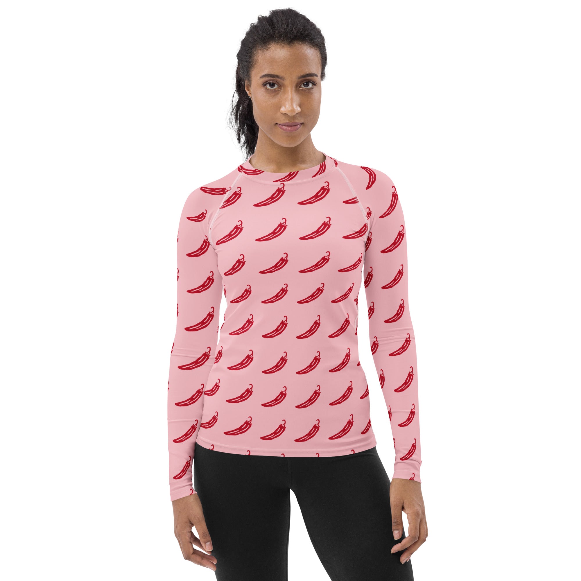 Women's Spicy Chili Pepper Buttery Soft Long Sleeve Rash Guard Swim Sh ...